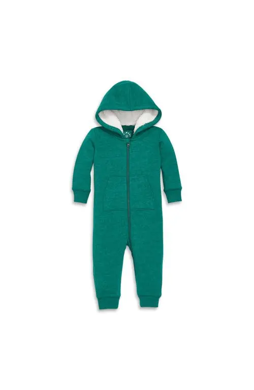 PRIMARY Baby Teddy Fleece-lined Zip Romper - Heather Spruce