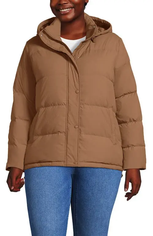 LANDS' END 600 Fill Power Down Puffer Jacket - Toasted Peanut