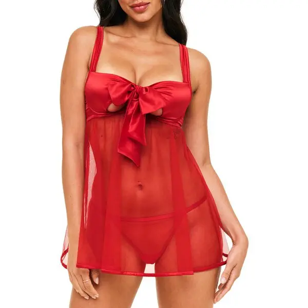 ADORE ME Bessima Babydoll & G-string Set Lingerie - Dark Red