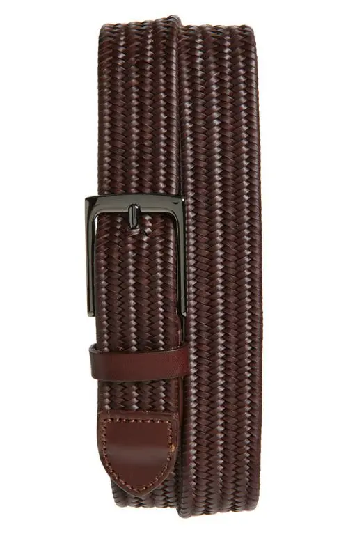 Nordstrom Diego Woven Leather Stretch Belt - Brown