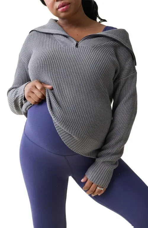 INGRID & ISABEL® Quarter Zip Maternity Sweater - Dark Gray