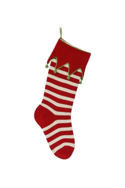 MELANGE COLLECTION Elf-cuff Striped Stocking