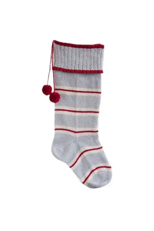MELANGE COLLECTION Thin Striped Rib-cuff Stocking