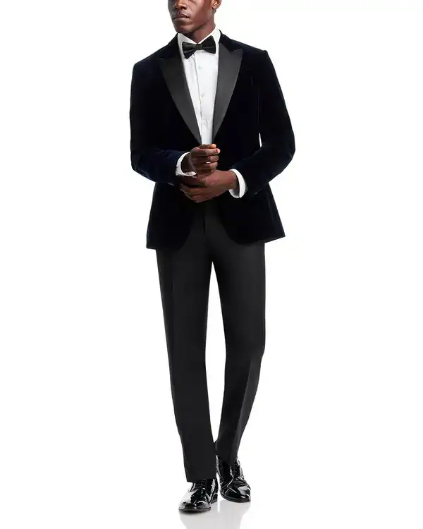 Hugo Boss Slim Fit Velvet Satin Dinner Jacket In Dark Blue 48
