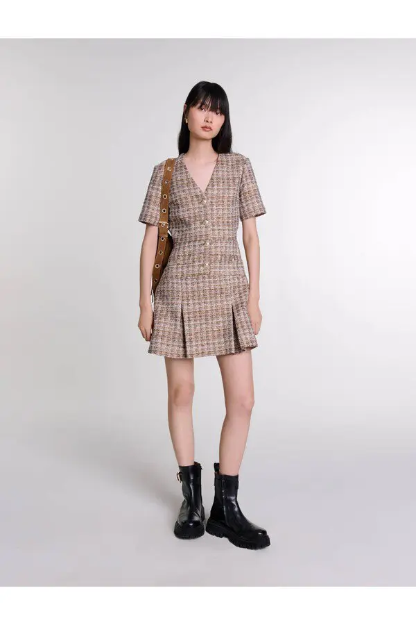 short tweed dress maje Tweed 2-in-1 mini dress White For Women