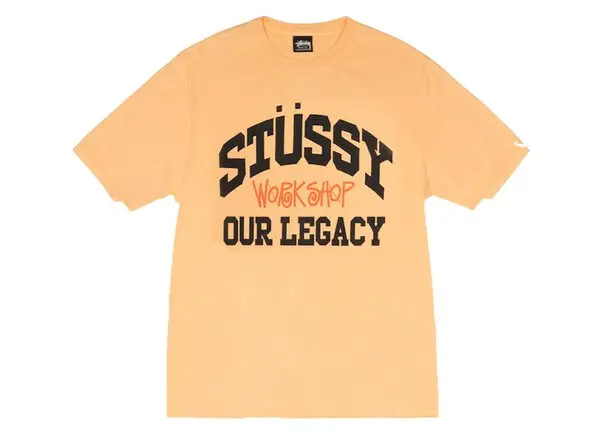 StÜssy X Our Legacy Work Shop Collegiate Pigment Dyed Tee Shirt - Peach
