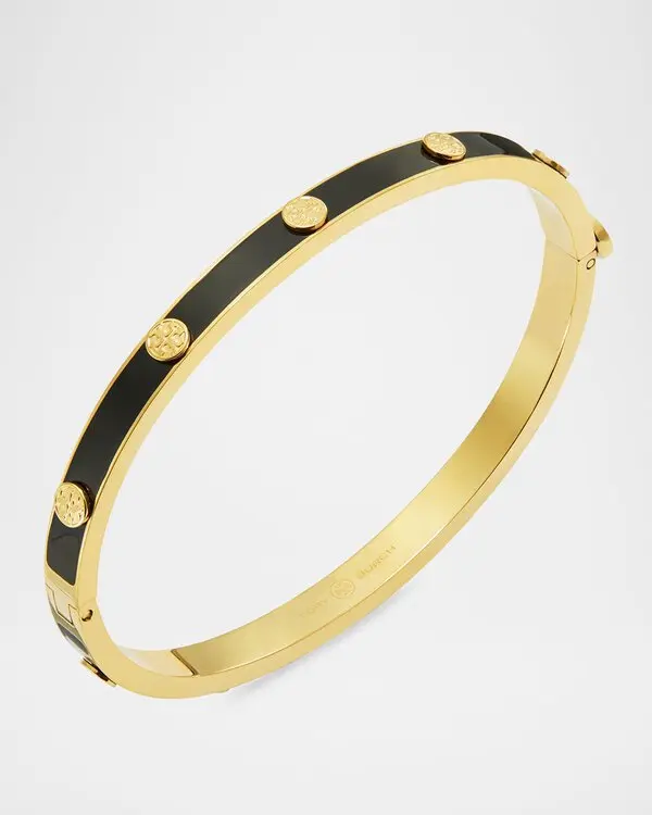 Tory Burch Miller Stud Enamel Hinge Bracelet - Black
