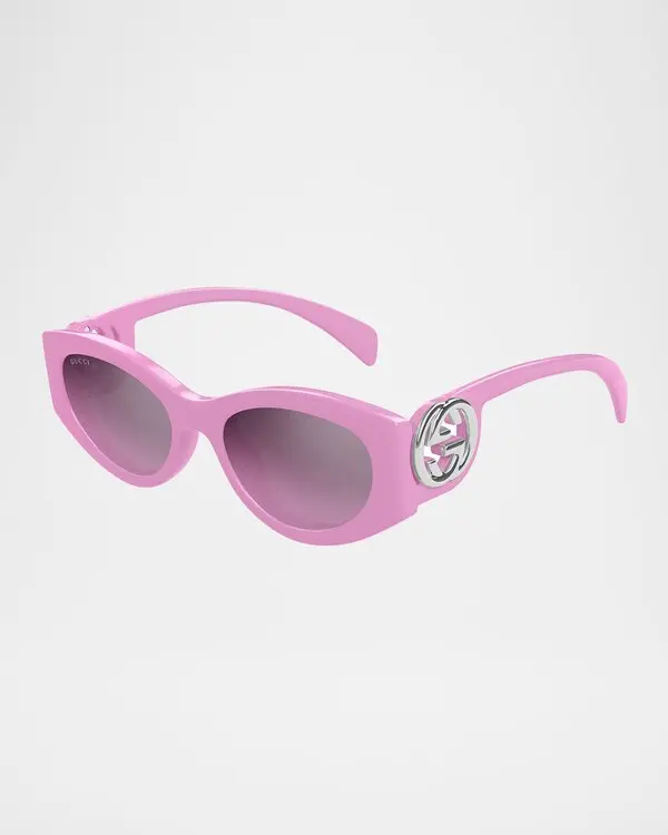 Gucci Interlocking G Cat-eye Sunglasses - Shiny Solid Pink