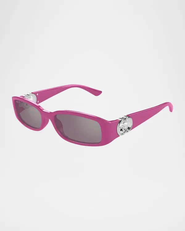 Gucci Rectangle Sunglasses - Shiny Solid Fuchsia
