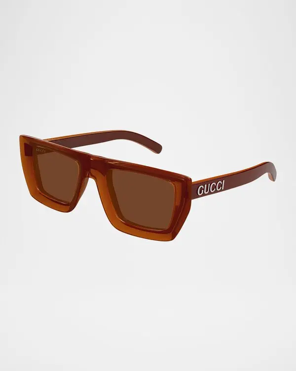 Gucci Rectangle Sunglasses - Shiny Transparent Brown