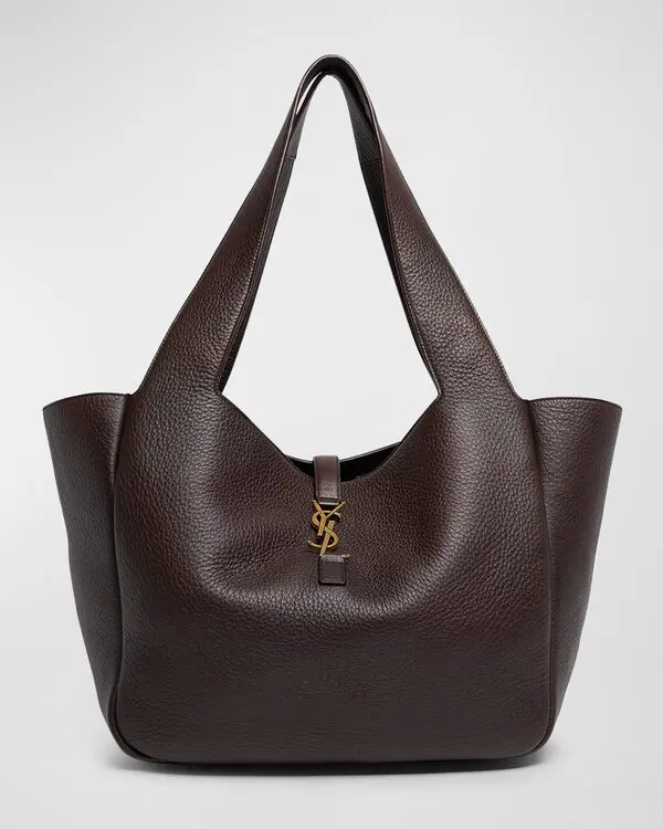 Saint Laurent Bea Tote Bag In Deer Leather - Sweet Choco