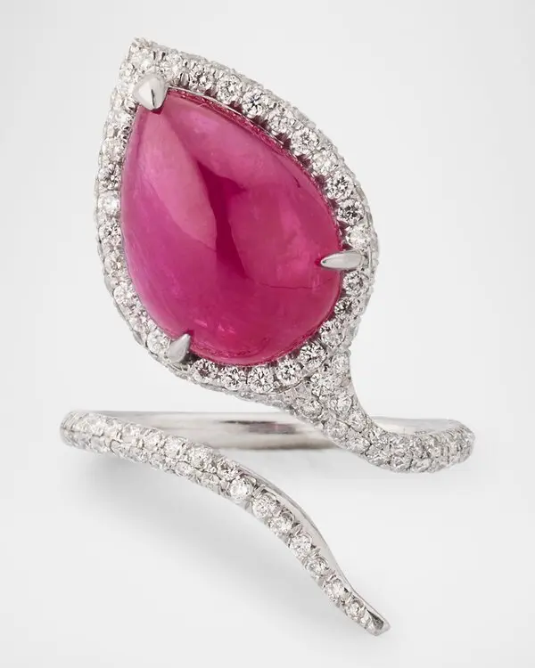 Piranesi 18k White Gold And Diamond Snake Ring
