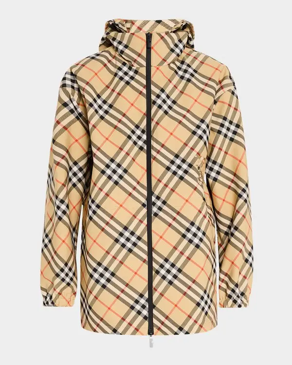 Burberry Waisted Check Hooded Jacket