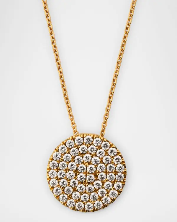 LISA NIK Sparkle 18k Yellow Gold Disc Pendant Necklace - Diamond
