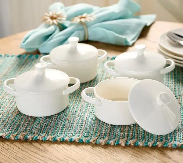 HOME REFLECTIONS Set Of 4 Porcelain Cocottes