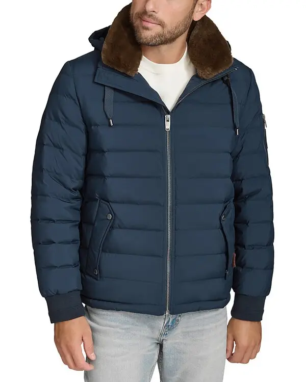 Andrew Marc Loxton Faux Fur Collar Quilted Down Jacket - Ink