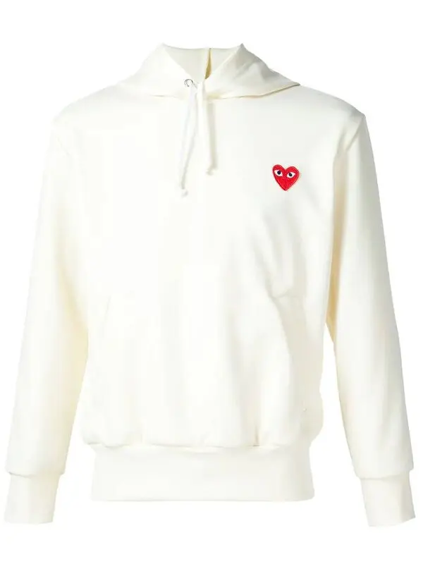 Comme Des Garçons Logo Cotton Hoodie - White