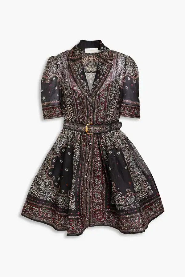Zimmermann Paisley-Print Linen And Silk-Blend Mini Dress In Black - 45% Off  | Editorialist