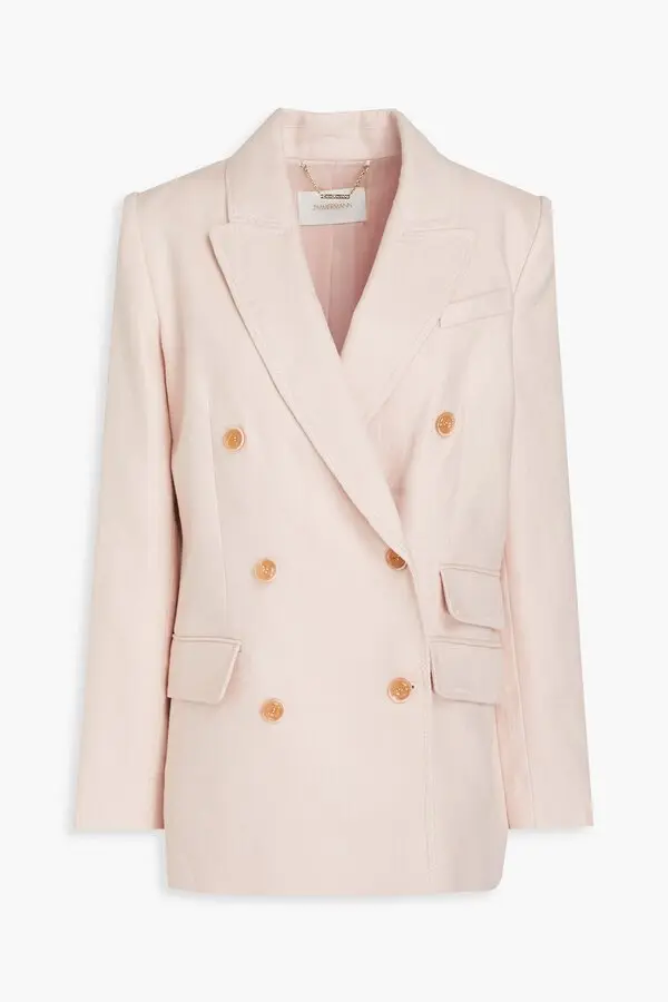 Zimmermann Double-breasted Linen Blazer - Blush