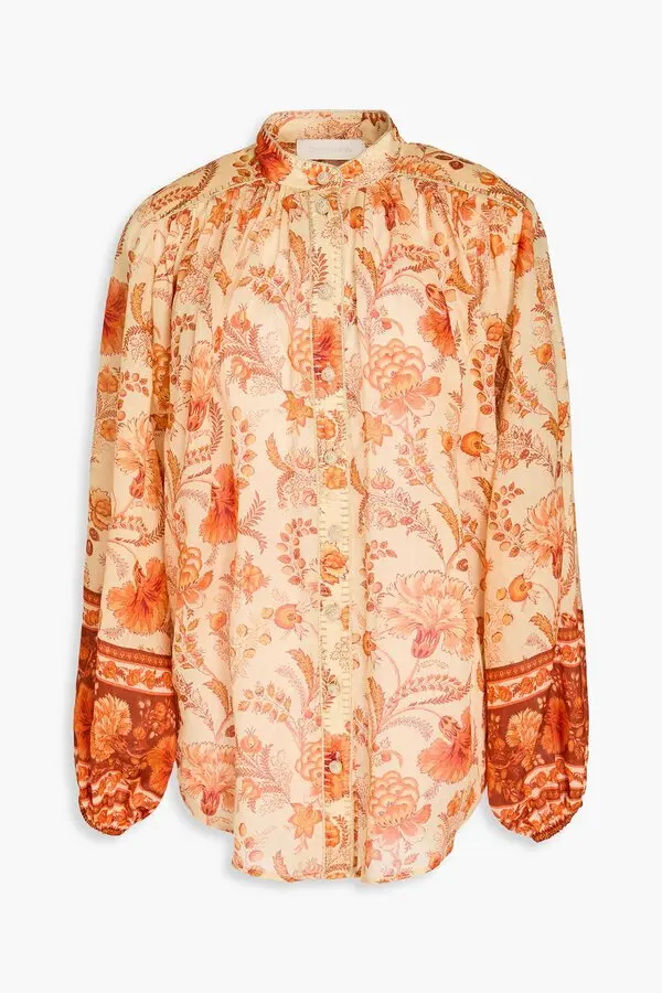 Zimmermann Floral-print Ramie Blouse - Cream