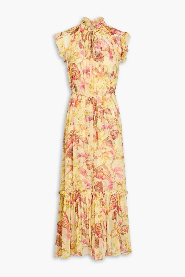 Zimmermann Floral-print Crepon Midi Dress - Yellow