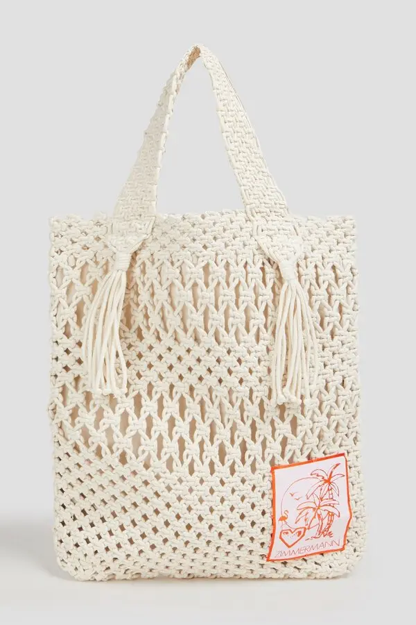 Zimmermann Tasseled Crochet Tote
