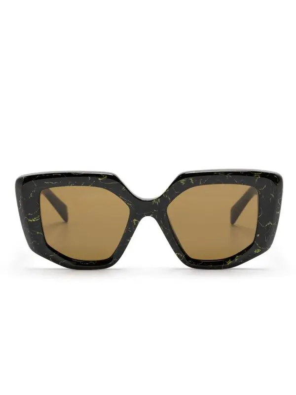 Prada Black Marble Pattern Oversized Women\'s Sunglasses Prada Rectangular Marble Acetate Cat-Eye Sunglasses | Neiman  main image 4