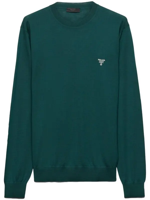 Prada Logo-embroidered Wool Jumper - Green