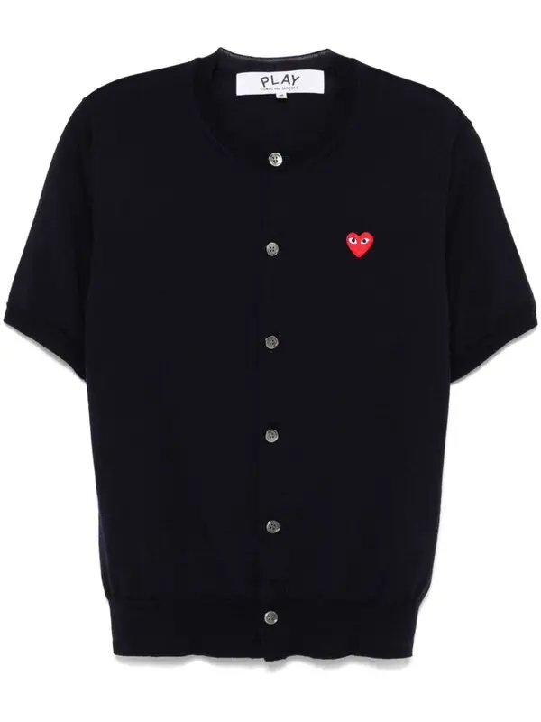 Play Comme Des Garcon Heart-patch Cardigan - Blue