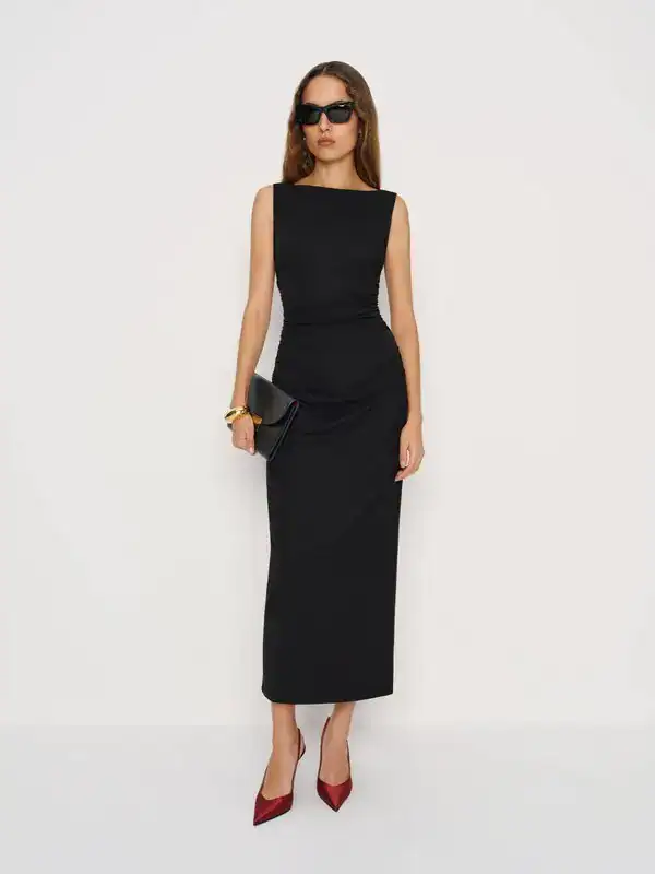 Reformation Benson Knit Dress - Black | Editorialist