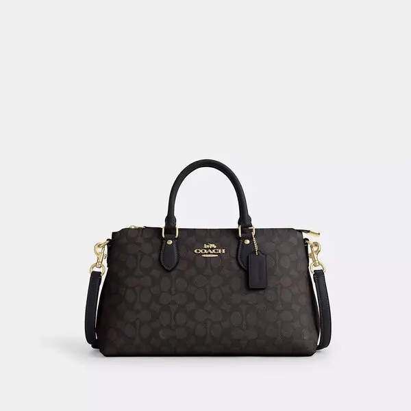 Buy COACH OUTLET Georgia Satchel Bag In Signature Canvas - Brown At 55% ...