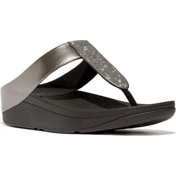 Fitflop Fino Platform Wedge Flip Flop - Pewter
