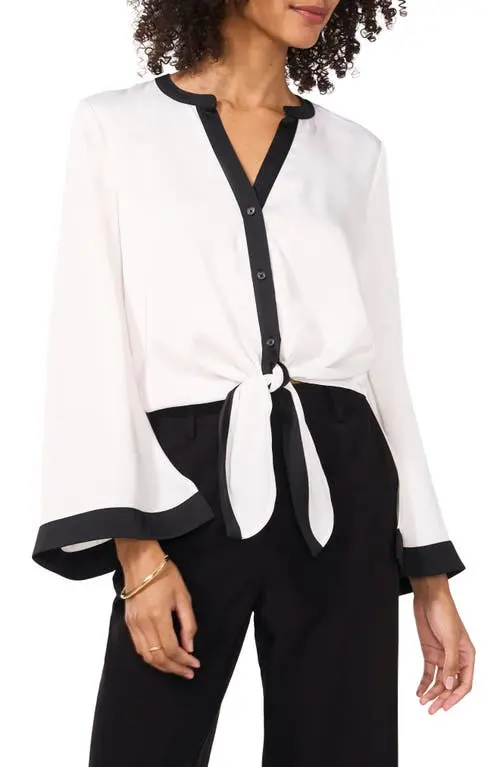 Vince Camuto Contrast Detail Tie-front Shirt