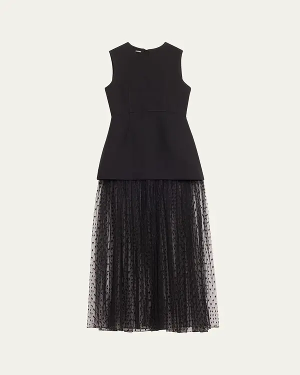 Adam Lippes Sleeveless Swiss-dot Tulle Peplum Gown