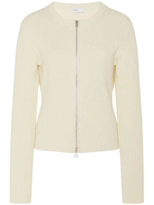 Rosetta Getty Zip-up Ribbed Knit Cardigan - Neutrals