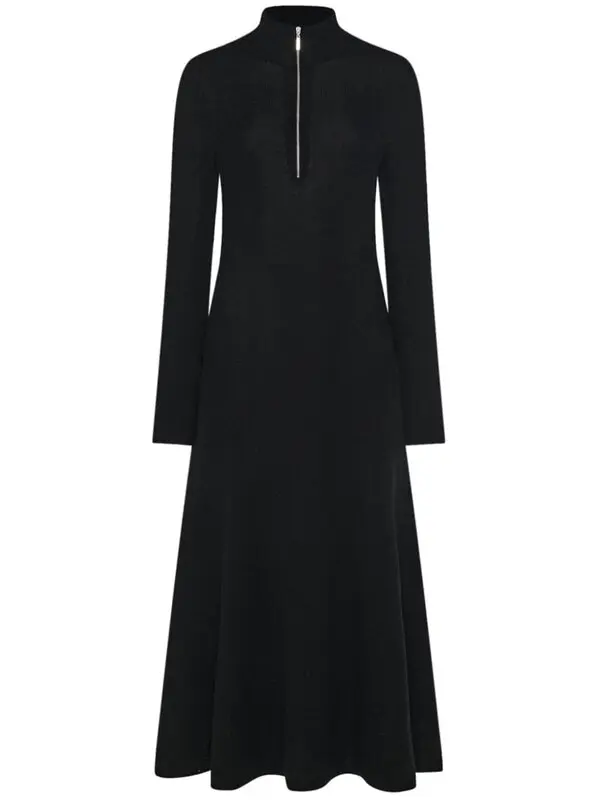 Rosetta Getty Zip-up Ribbed Knit Dress - Black
