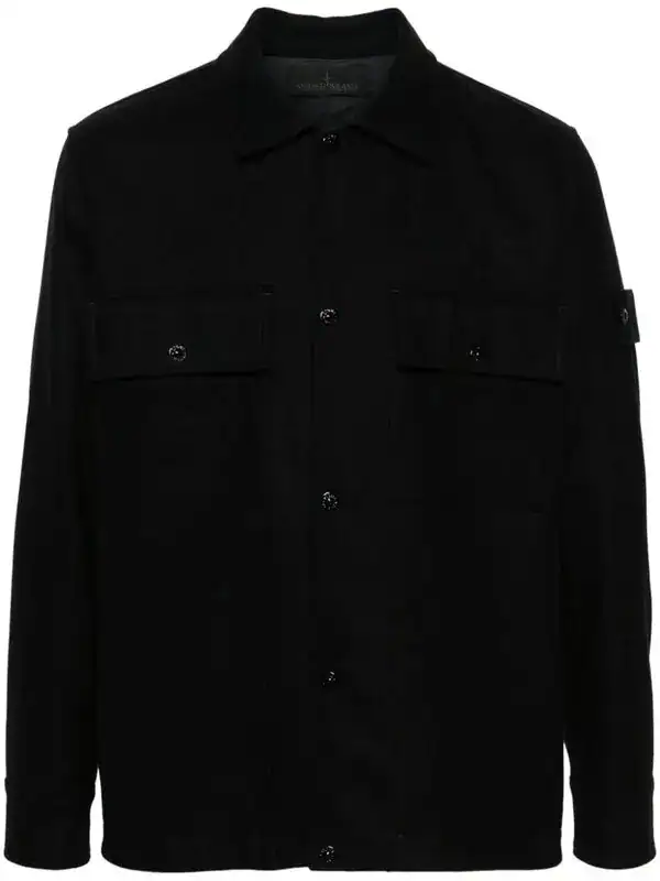 Stone Island Padded Overshirt Wool Nylon Flannel_ Ghost Piece In
