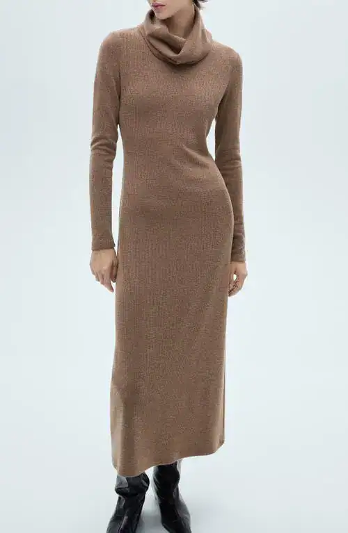 Mango Turtleneck Long Sleeve Knit Sweater Dress In Brown - 45% Off |  Editorialist