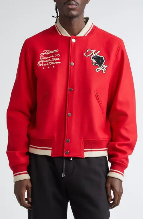 Amiri Panther Wool-blend Varsity Jacket