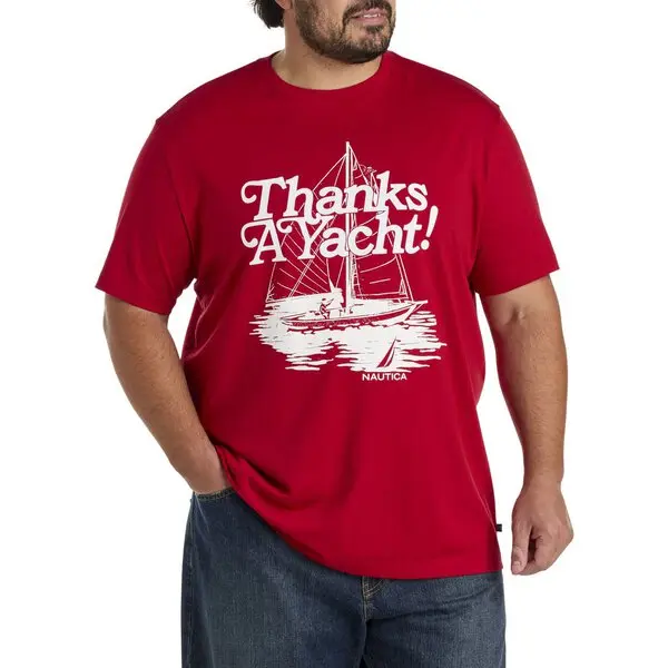 NAUTICA Big & Tall Thanks A Yacht Graphic Tee - Red