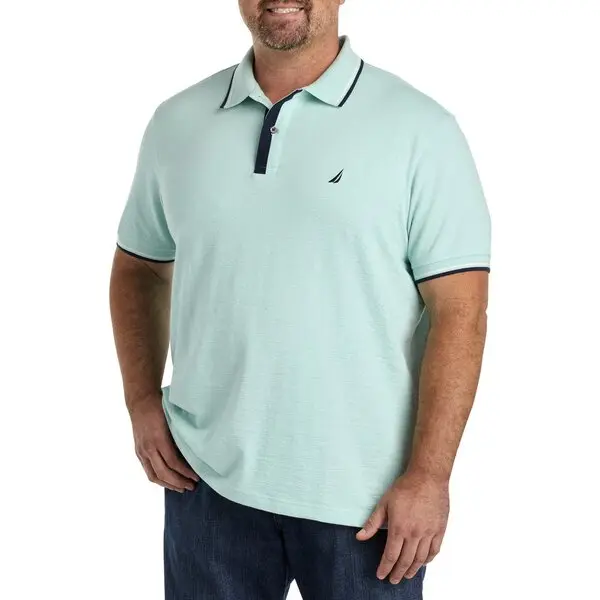 NAUTICA Big & Tall Contrast-tipped Polo Shirt - Sea Water Blue