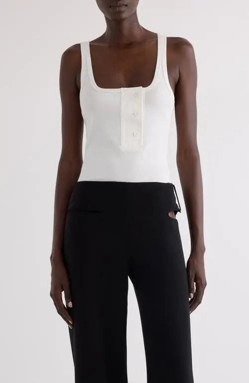 COURREGES Oblique Snaps '90s Rib Tank - Heritage White