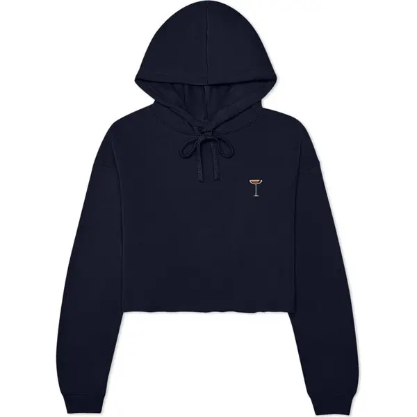 DALIX Espresso Martini Cropped Hoodie - Navy Blue