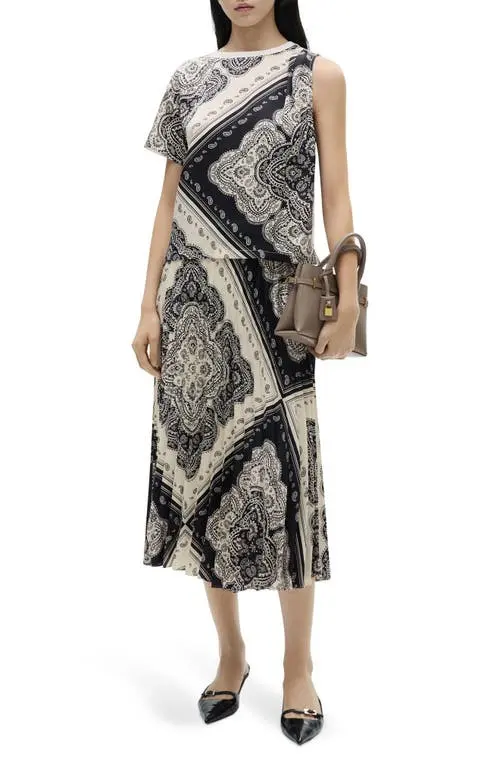 Mango Paisley Print Asymmetric Top
