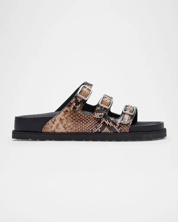 BIRKENSTOCK Florida Snake-embossed Slide Sandals