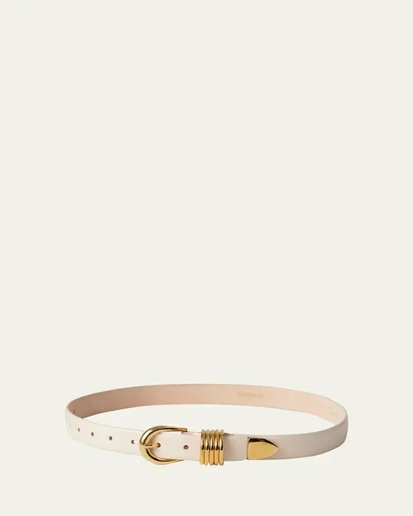 DEHANCHE Hollyhock Calf Leather Belt - Ivory Gold