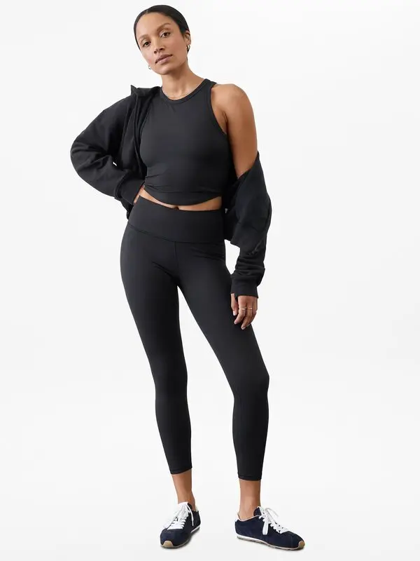 Athleta Transcend Rib High Rise 7/8 Legging - Black Rib