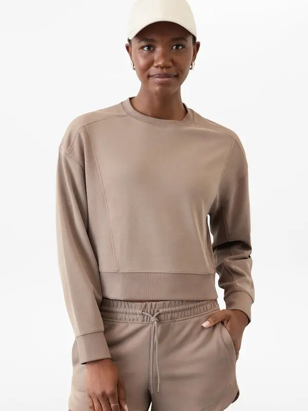 Athleta Seasoft Rib Crewneck Sweatshirt - Pyrite