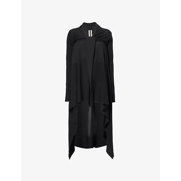 Rick Owens Long Wrap Wool Knitted Cardigan - Black | Editorialist
