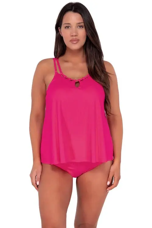 SUNSETS ESCAPE Sadie Tankini Swimsuit Top - Begonia Sandbar Rib